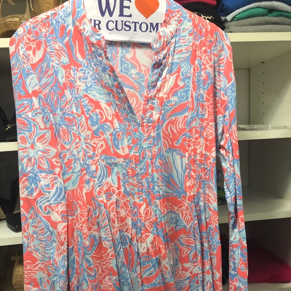 Lilly Pulitzer | Tops | Lilly Pulitzer Cotton Tunic Cover Up Shirt ...